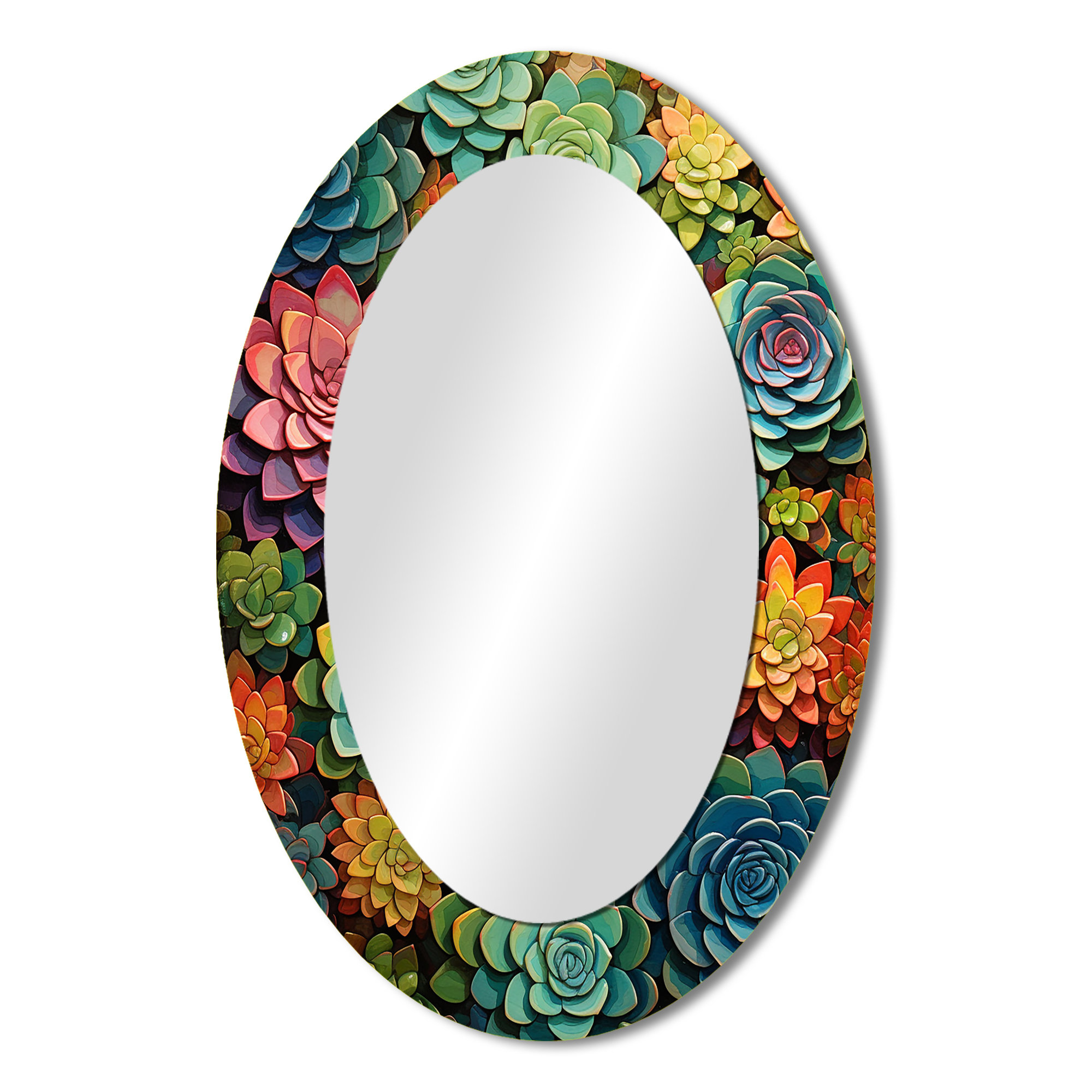 Dakota Fields Succulents Succulent Mosaic - Multi-Color Oval Wall ...