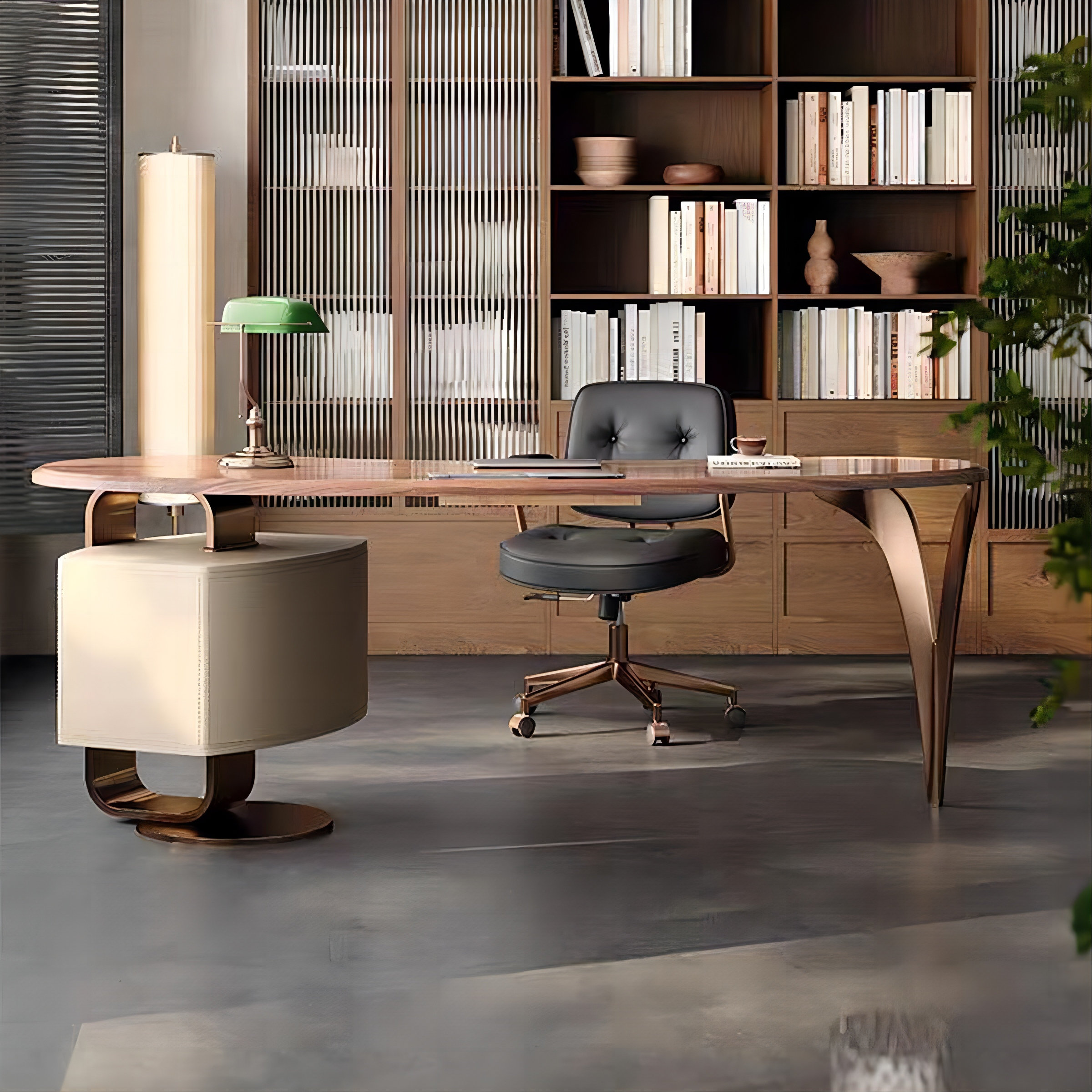 Orren Ellis Chivers Solid Wood Top Metal Base Executive Desk | Wayfair