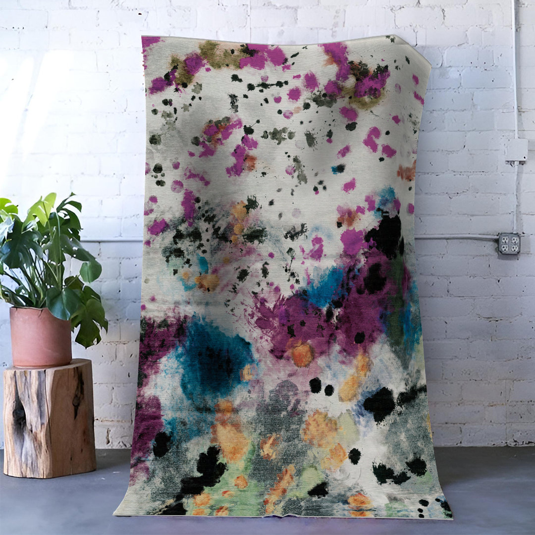 Orren Ellis Multi-Colored Paint Splatter Modern Decorative Rug | Wayfair