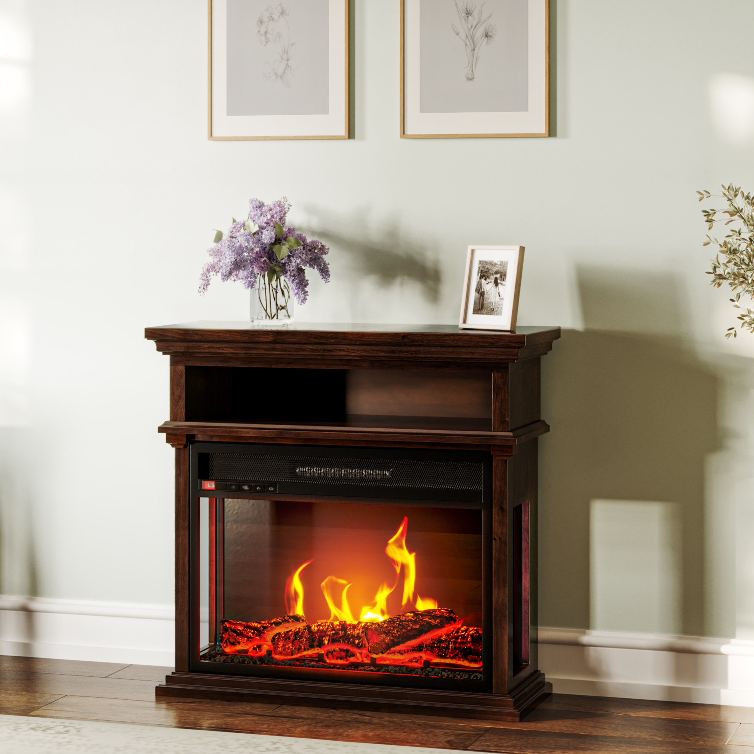 Red Barrel Studio Bodey Electric Fireplace - 3-Sided Heater with Mantel ...