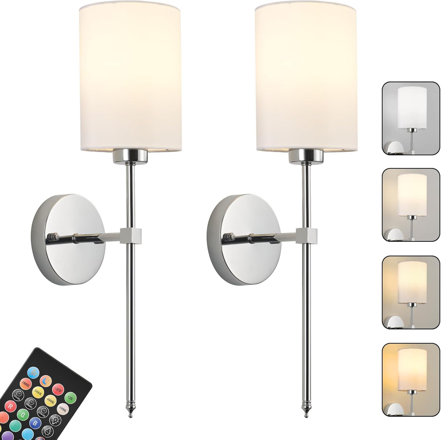 Darby Home Co Battery Operated Wall Sconces Set of Two,Wireless Rechargeable Wall Light With ...