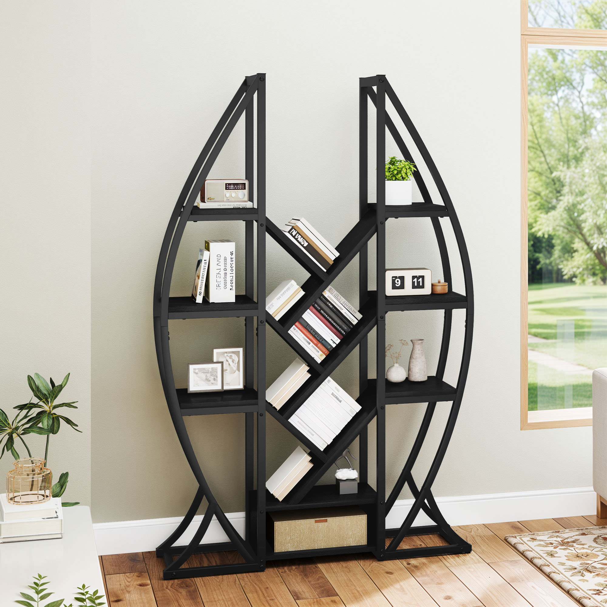 Williston Forge 5 Tier Etagere Industrial Oval Bookcase Display Shelf ...