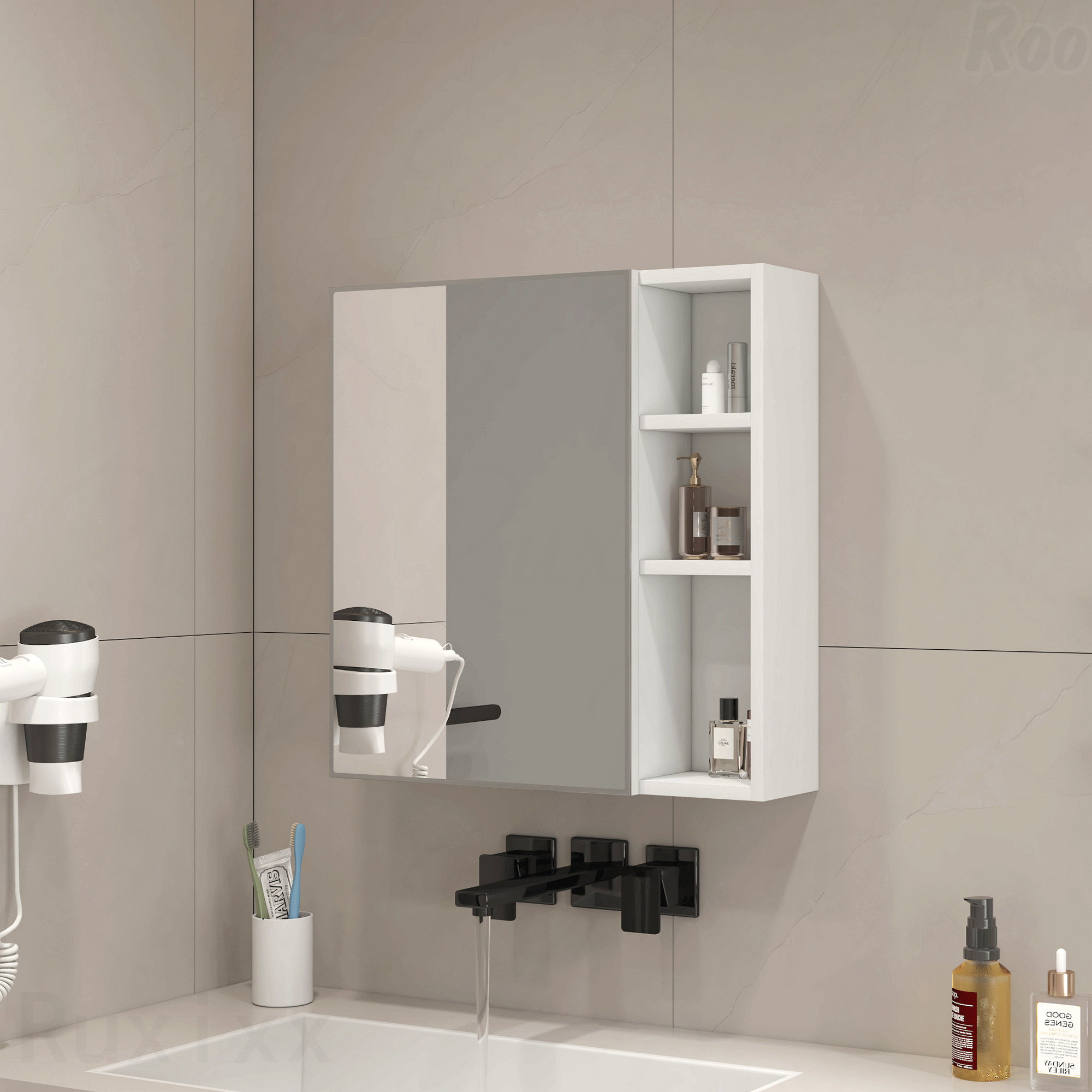 Ivy Bronx MDF Wall-Mounted Bathroom Accent Mirror Cabinet - Space ...