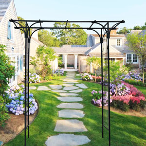 Kang Kai Metal Garden Arch With Black Powder Coated Climbing Plants ...