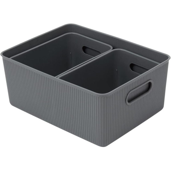 Latitude Run® Ribbed Plastic Storage Bin Set | Wayfair