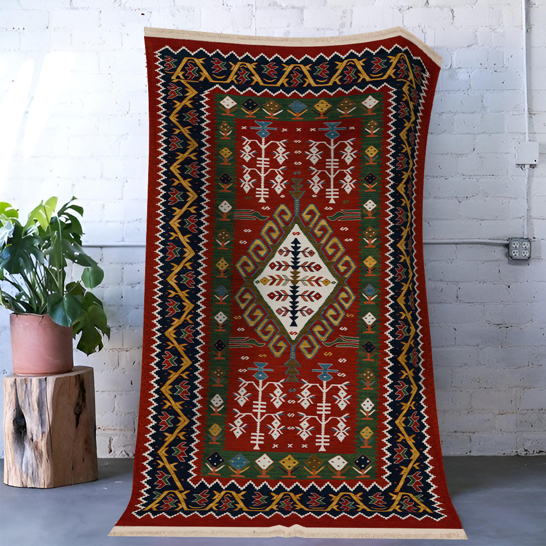 Bungalow Rose Red-Themed Multi-Colored Traditional Motif Ethnic ...