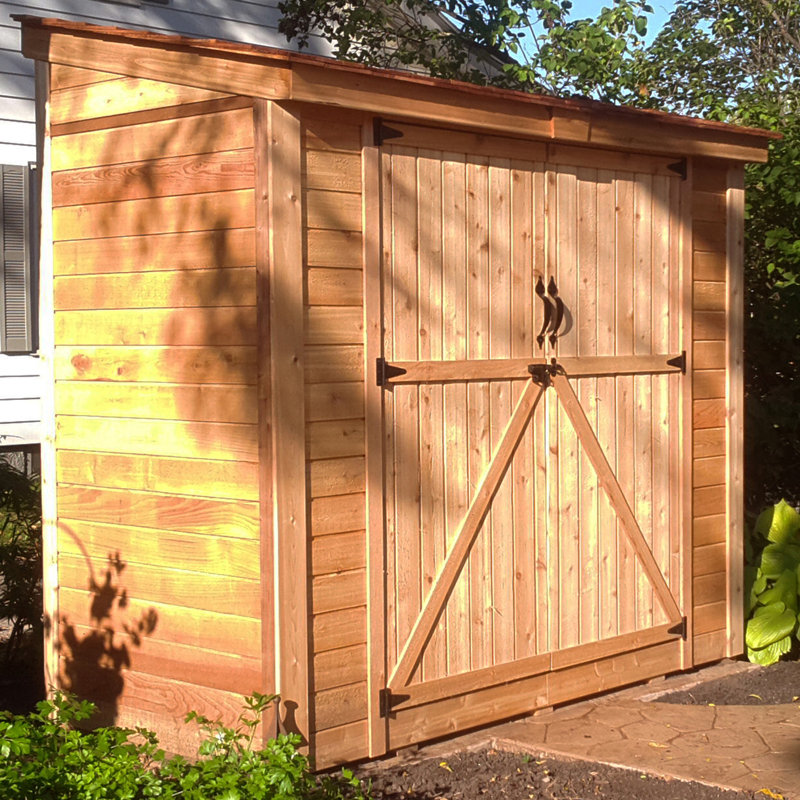Outdoor Living Today 8 ft. W x 4 ft. D Double Door Cedar Wood Storage ...