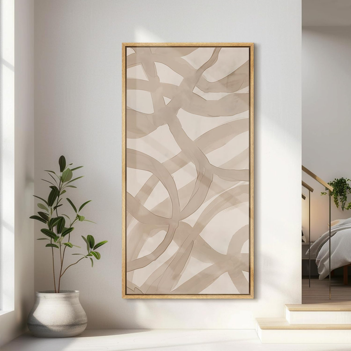 wall26 Abstract Interlocking Circles in Neutral Tones Modern Art ...