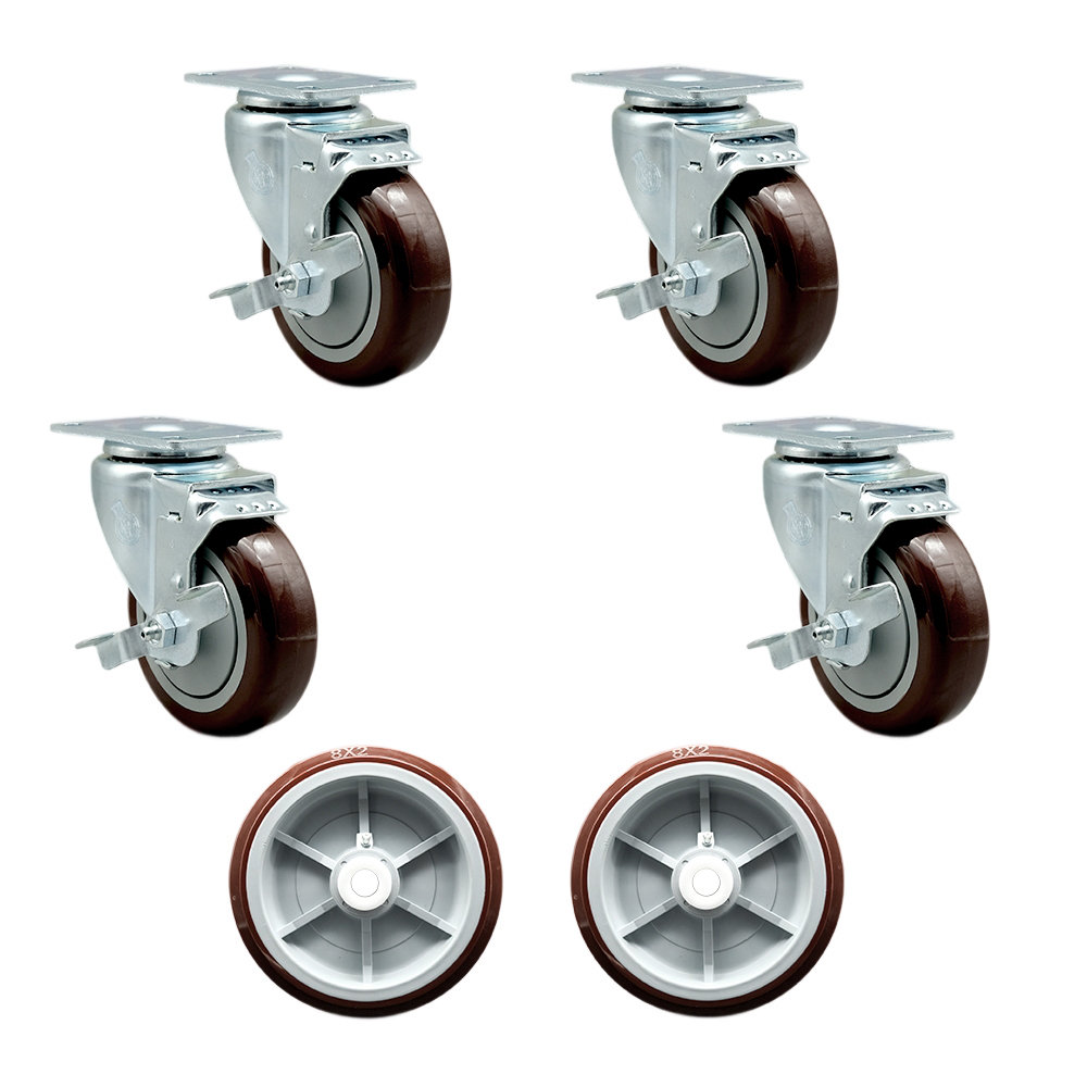 Service Caster 4 Piece Regency U-Boat Locking Caster Set | Wayfair