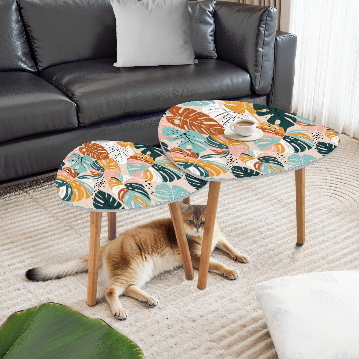 George Oliver Triangle Nesting Coffee Table Set of 2 Hand drawn ...