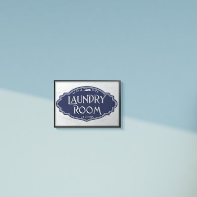 One Allium Way® 'Vintage Laundry Room Sign Minimal Blue White' by Jill ...