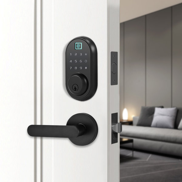 HMI Smart Deadbolt Lock (Built-in Wifi)With Door Levers | Wayfair