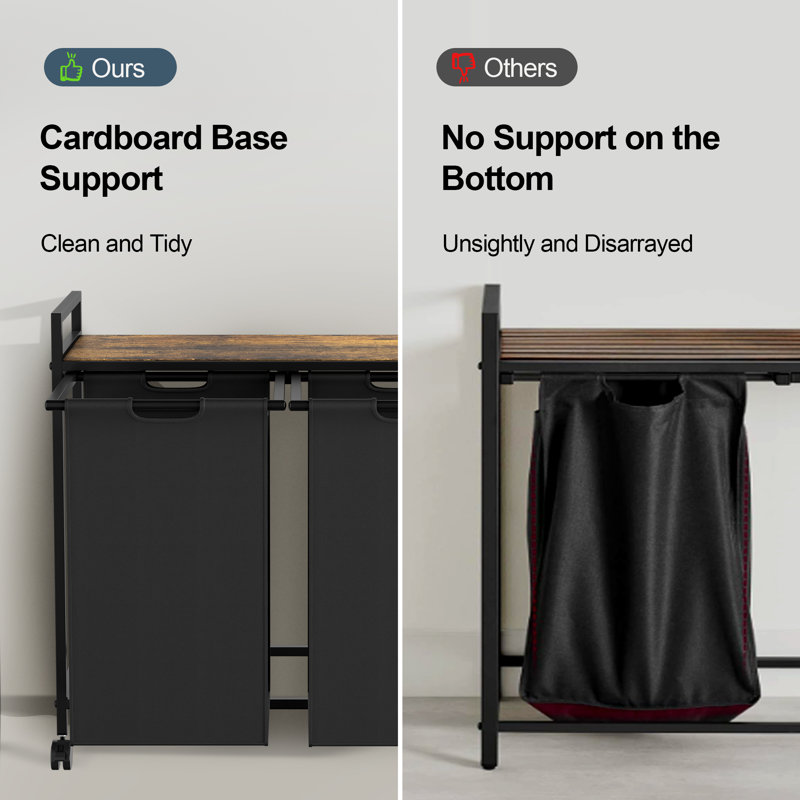 17 Stories Rolling Laundry Hamper And Waste Basket Set with Handles ...