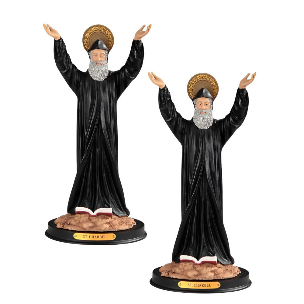 World Menagerie "2-PC Set" ICE ARMOR 12"H St. Charbel Makhlouf Statue ...