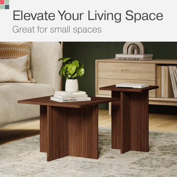CG INTERNATIONAL TRADING Square Fluted Nesting Coffee Table - Low ...