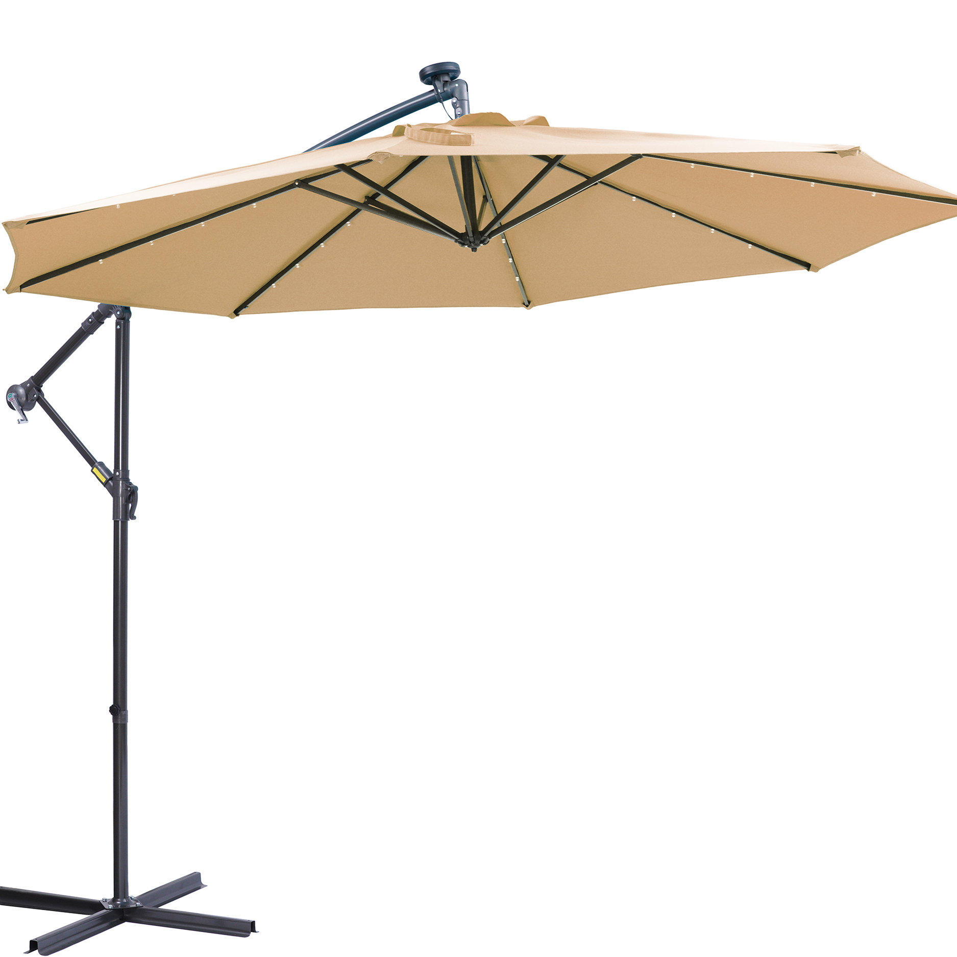 Arlmont & Co. 10 Ft Outdoor Solar Led Umbrella - Taupe. Scratch- Frame ...