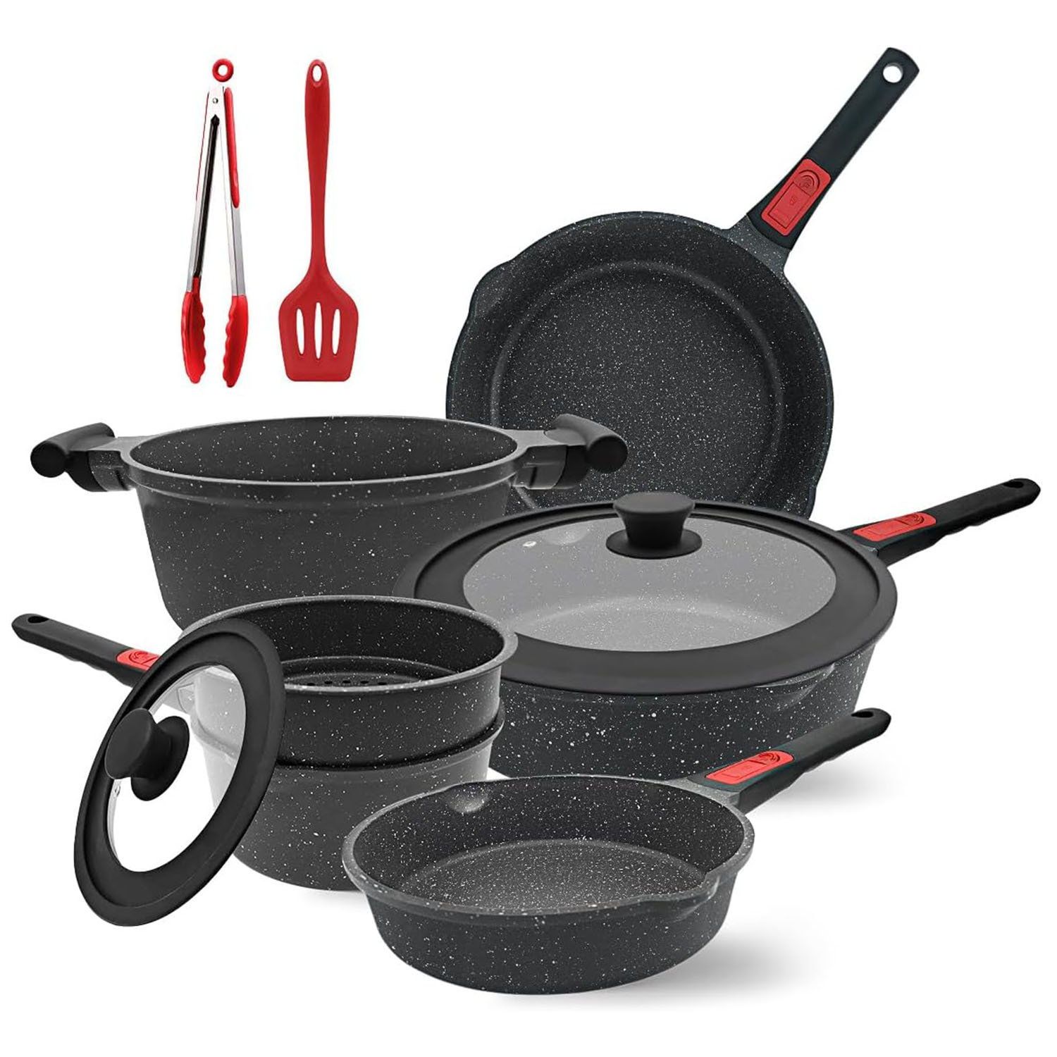 BN-LINKKL 10 Pcs Pots And Pans Set Nonstick, Cast Aluminum Kitchen ...