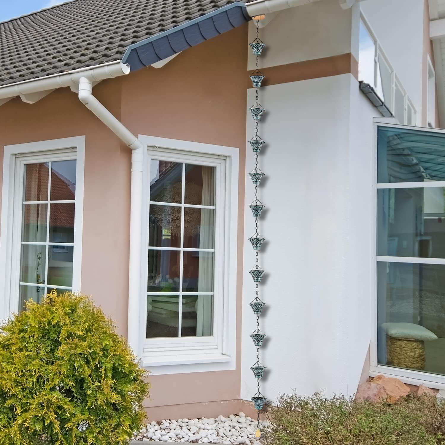 Arlmont & Co. Rain Chain Gutter Downspout Catcher Outside Water ...