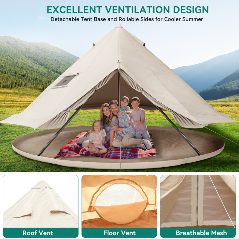Edrosie Inc Tent Canvas Waterproof Mongolian Yurt Tent Double Layers ...