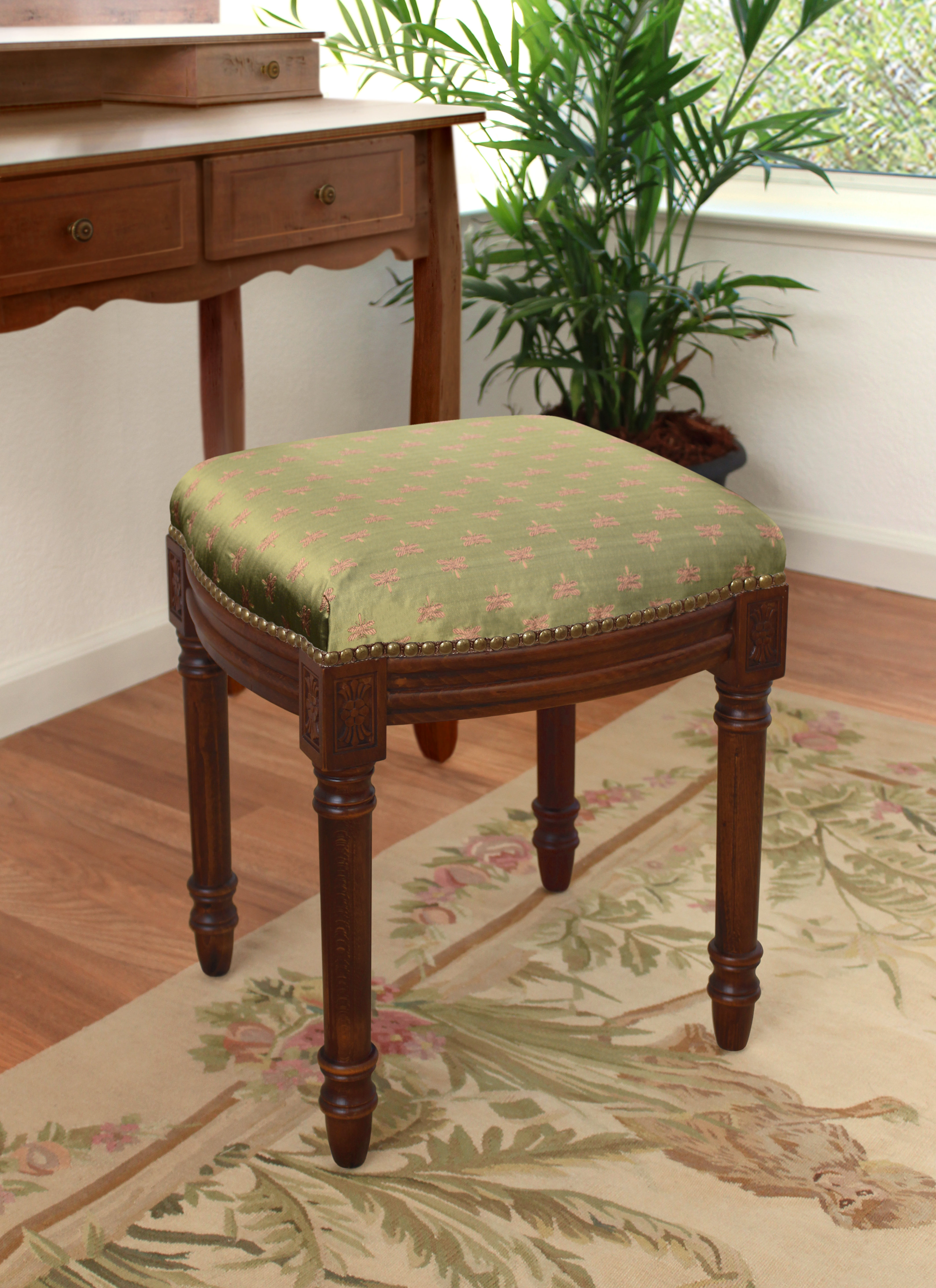 Charlton Home® Hollaway Solid Wood Vanity Stool & Reviews | Wayfair