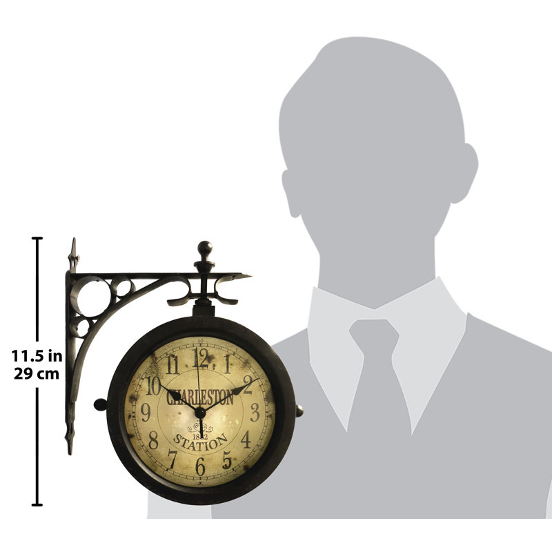 Williston Forge Outdoor Round Metal Wall Clock 12 Inches - Weathered ...