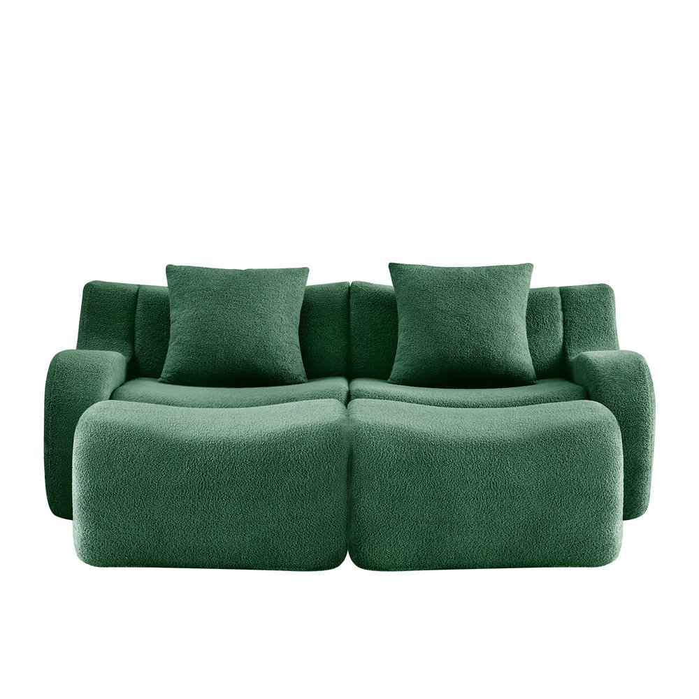 Corrigan Studio® Soft Teddy Fabric Boneless Sofa,No Assembly Required ...