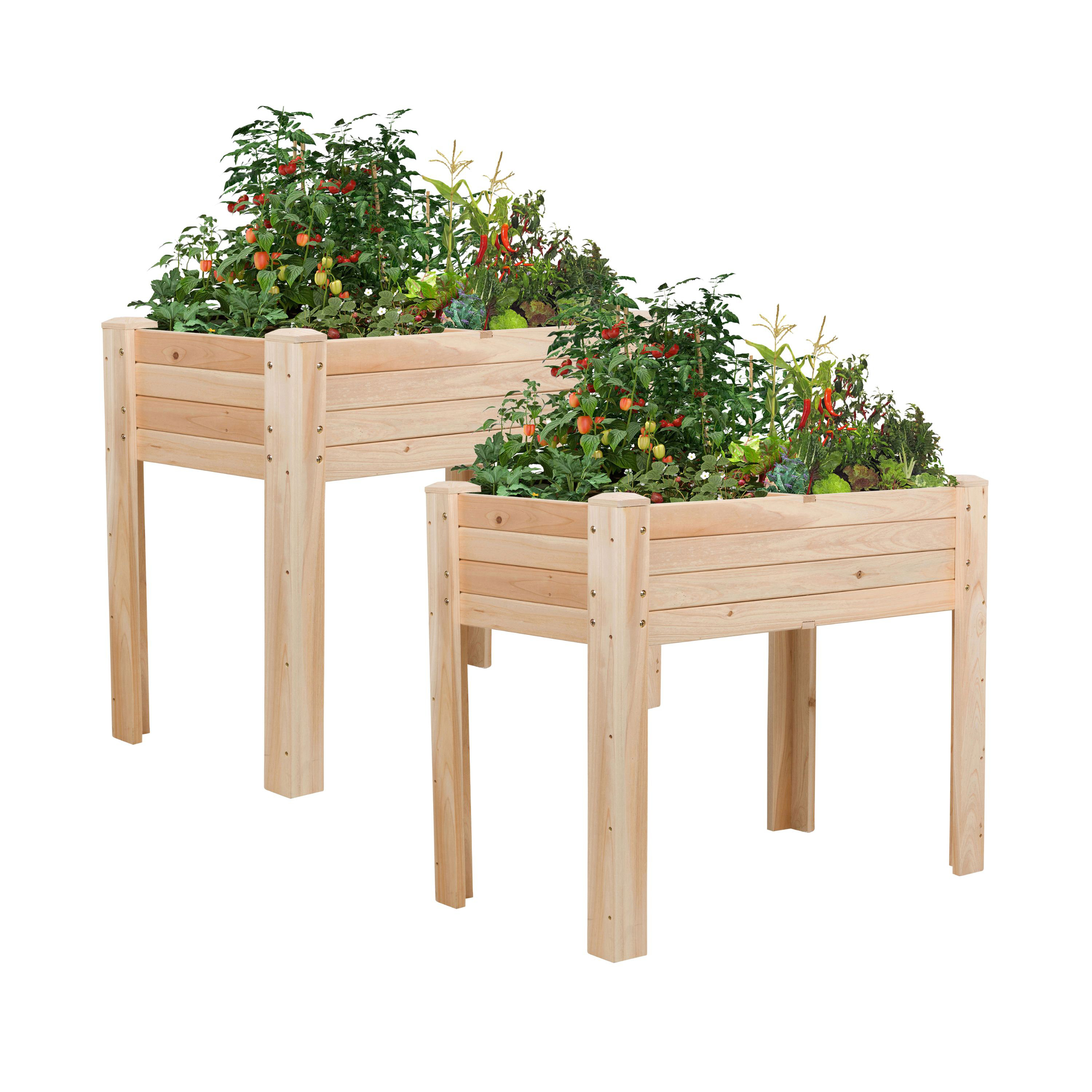Loon Peak The Perch Cedar Wood Elevated Planter With Liner And Drainage ...