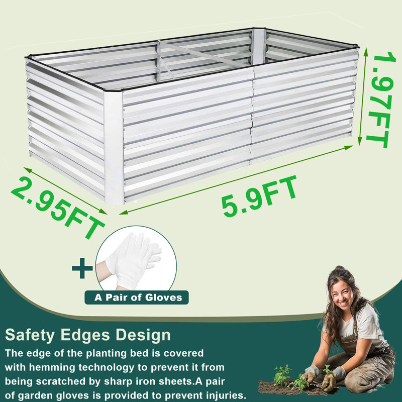 Arlmont & Co. Shamanda 2Pack Galvanized Raised Garden Bed Kit , Outdoor ...