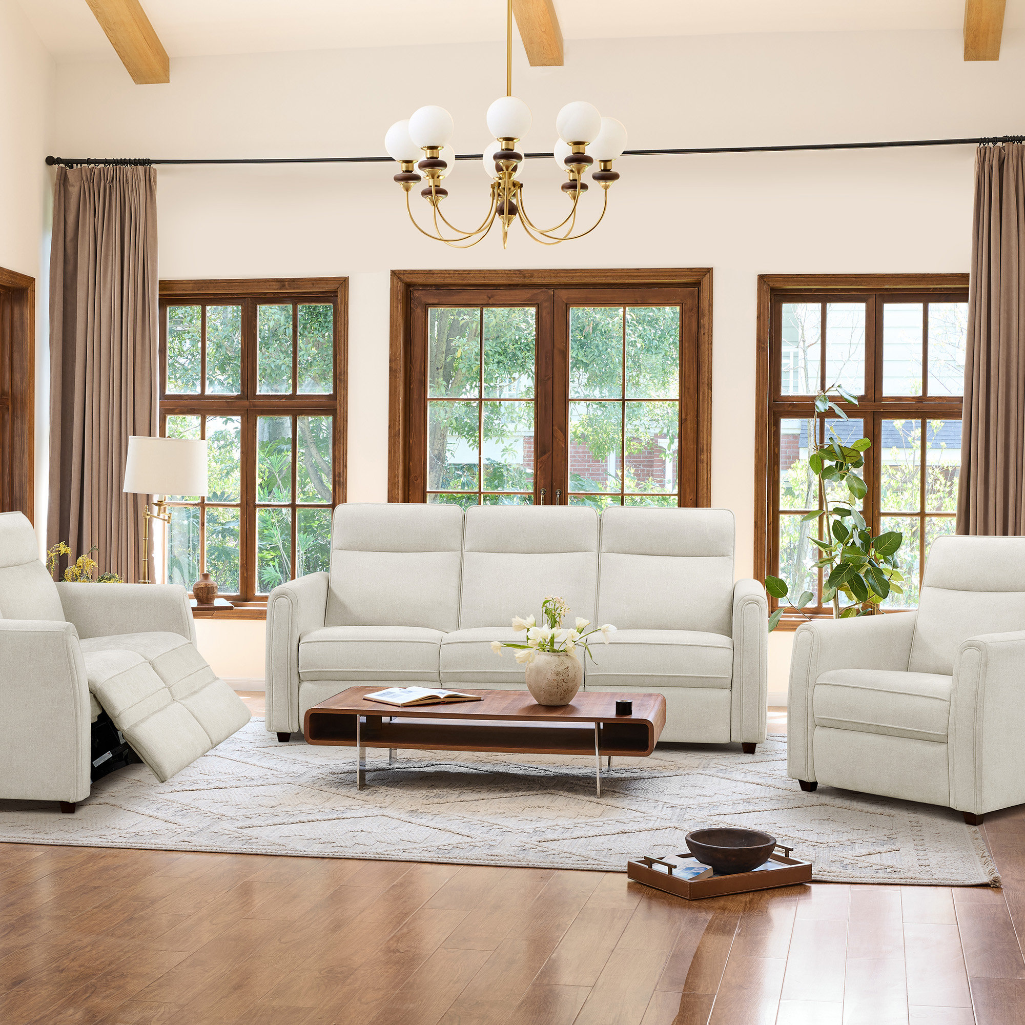 Ebern Designs Zero Wall 3-PC Power Reclining Living Room Set With USB & Type C & Reviews | Wayfair