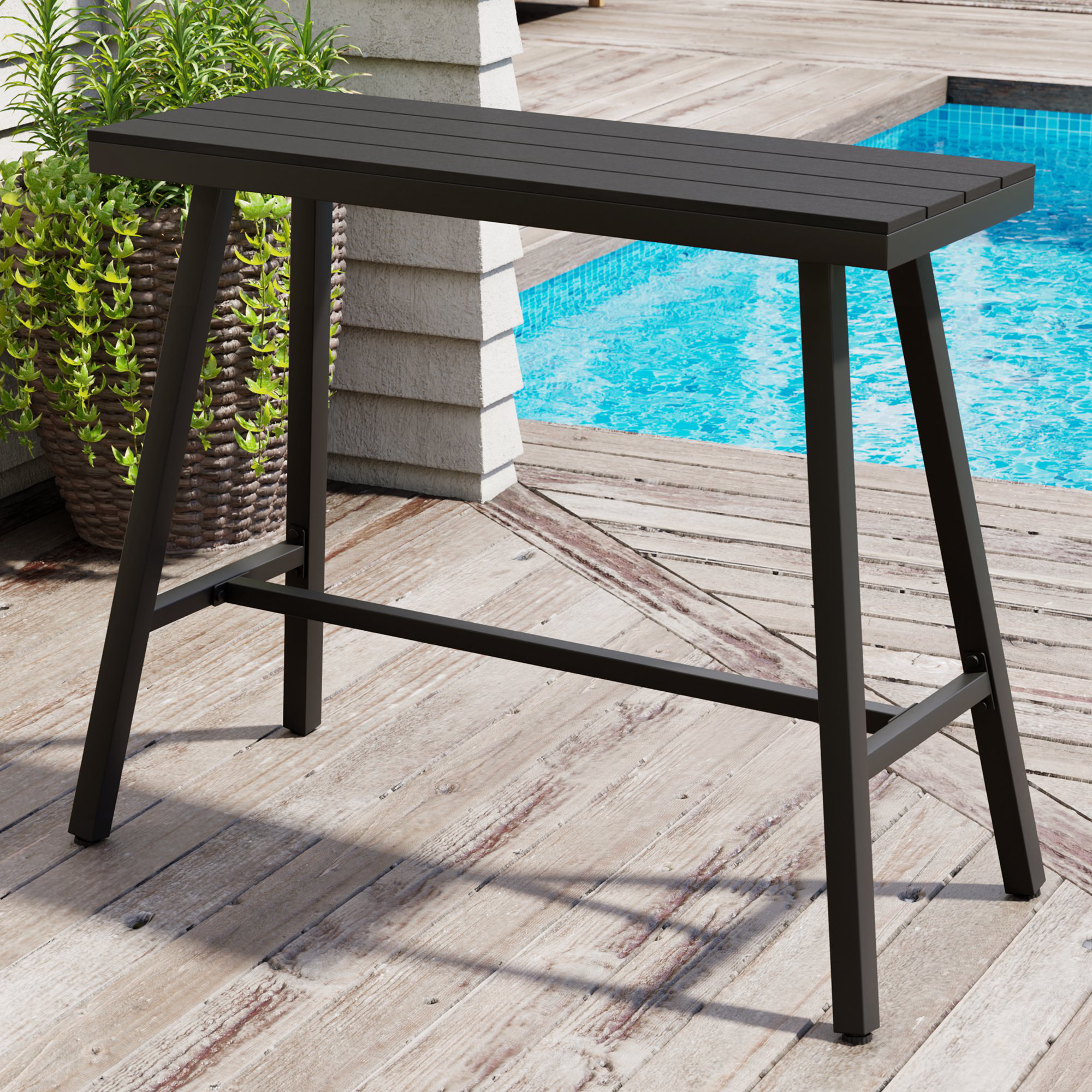 George Oliver 37.01" High Outdoor Metal Bar Table & Reviews | Wayfair