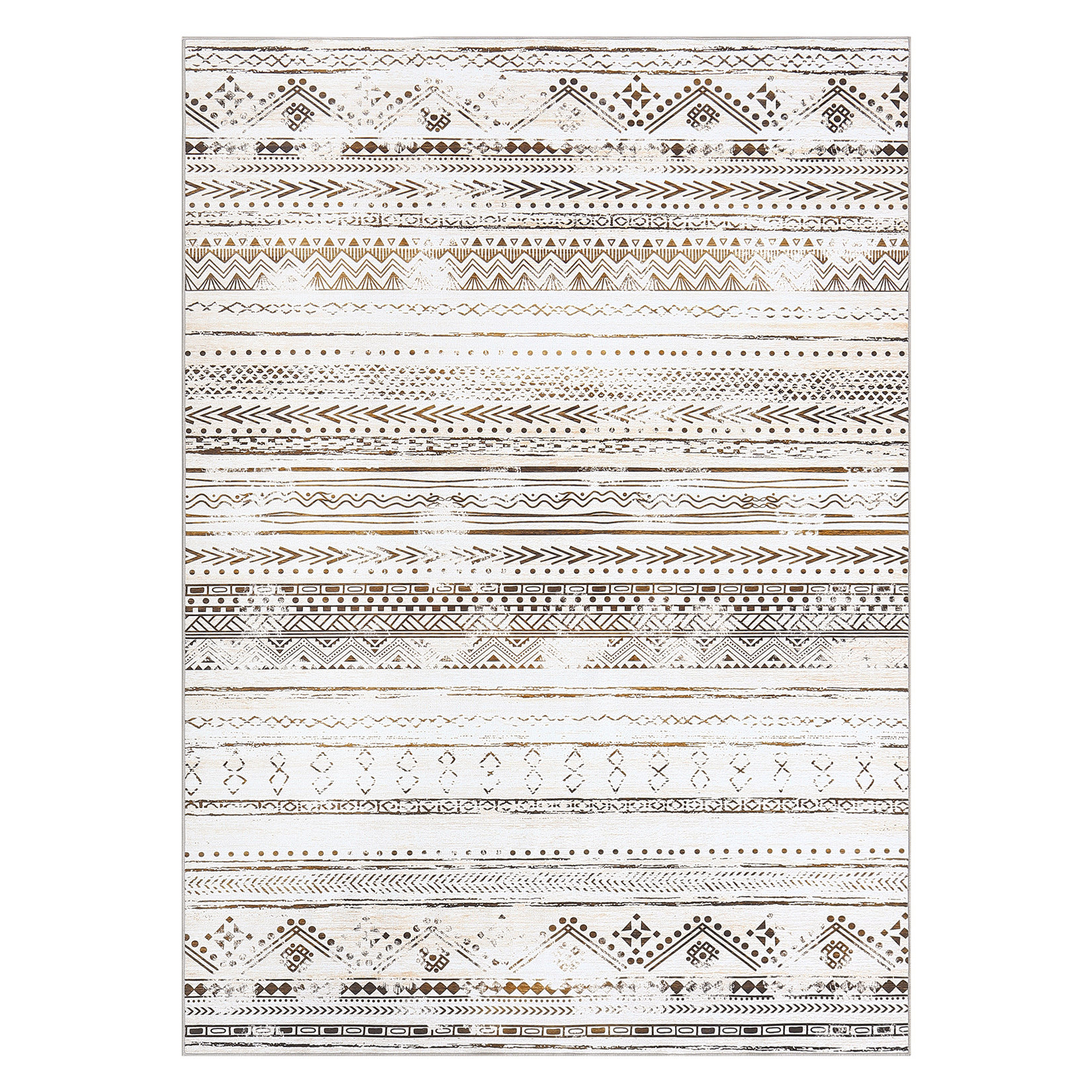 Dakota Fields Boho Machine Washable Rug with Rubber Backing for Living ...