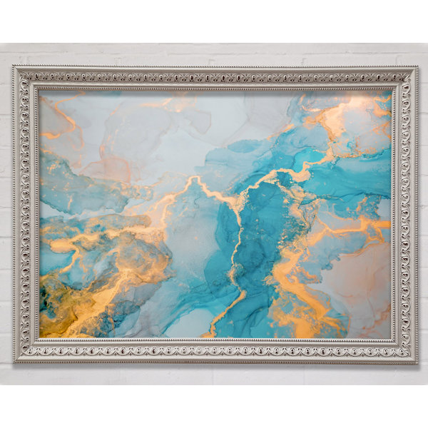 Bright Star Gold And Light Blue Shimmers - Single Picture Frame Print ...