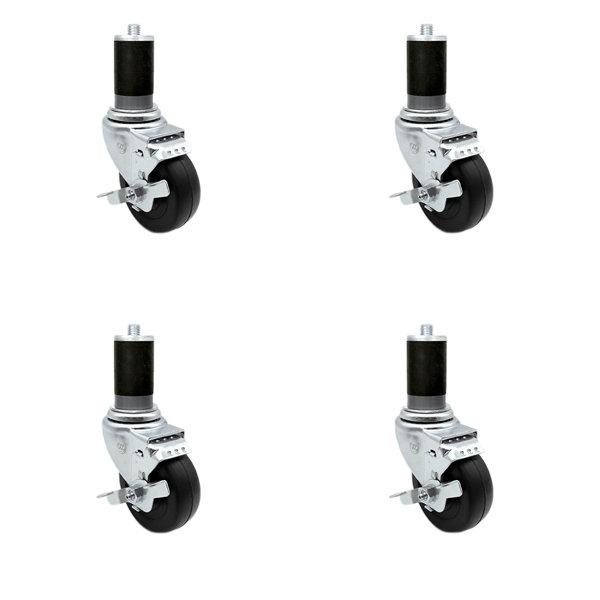 Service Caster 3 Inch Hard Rubber Wheel Swivel 1-1/2 Inch Expanding ...