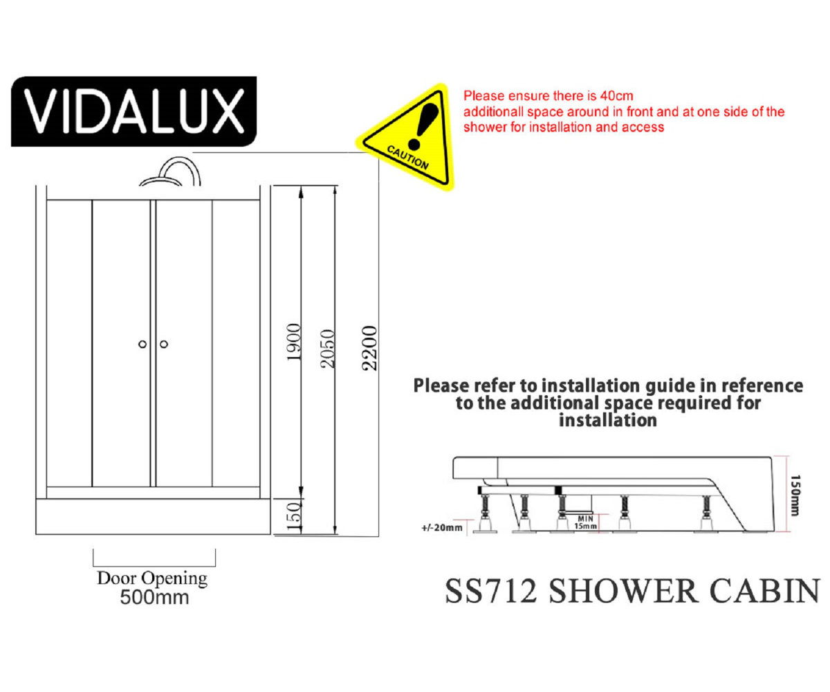 Vidalux Hydro SS712 Left White Shower Cabin 1200 x 800 | Wayfair.co.uk