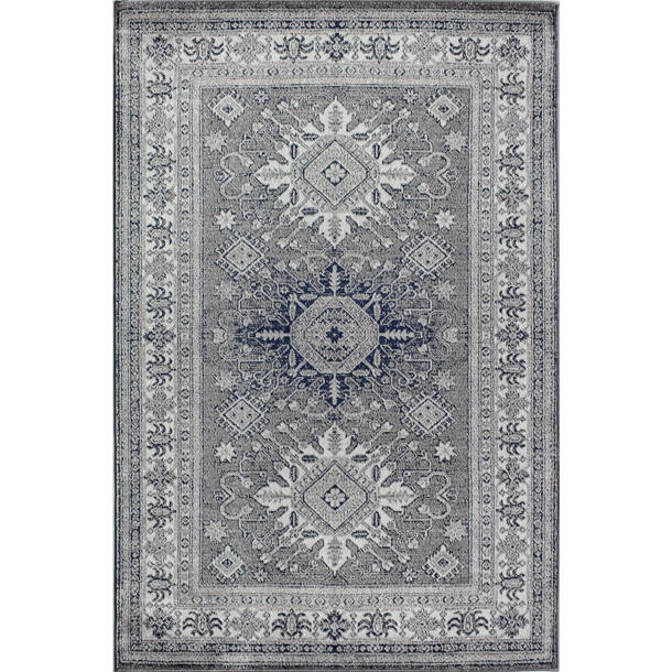 Bungalow Rose Freya Farmhouse Misty Blue Area Rug & Reviews | Wayfair