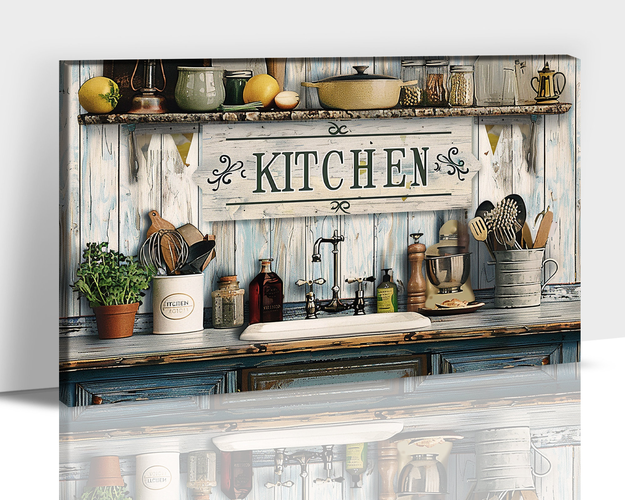 East Urban Home Large Adriany Vintage Farmhouse Tableware Painting ...