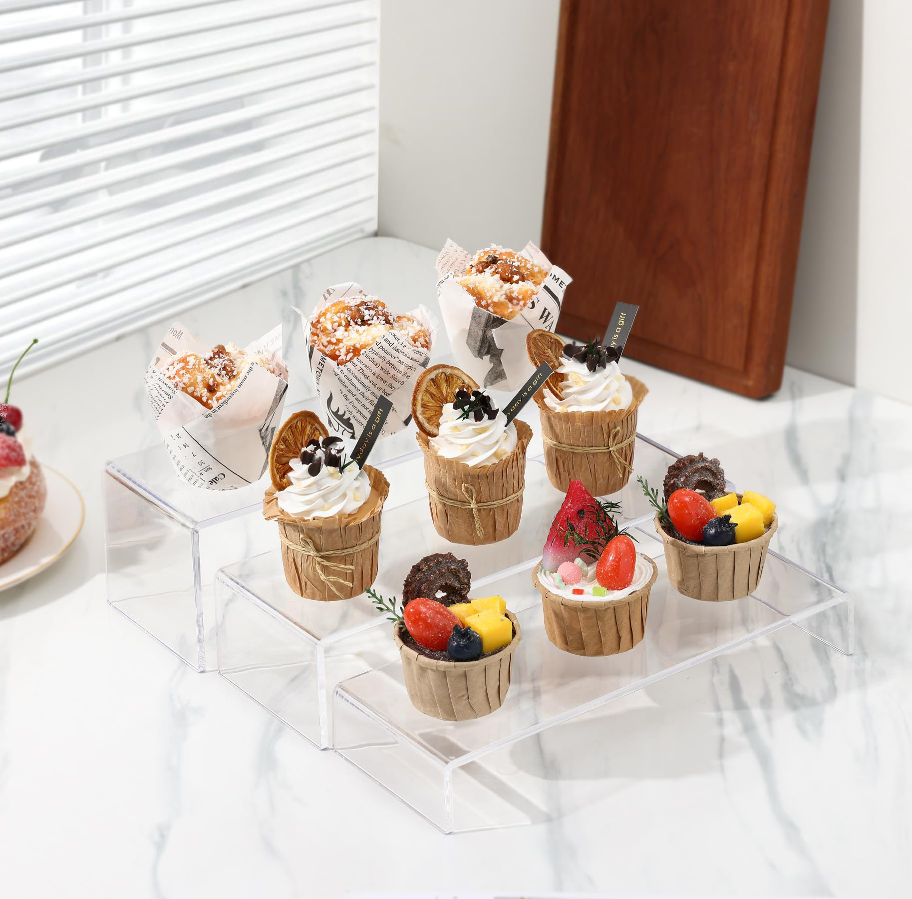 Prep & Savour Large Acrylic Display Risers, 2 Sets Clear Rectangular ...