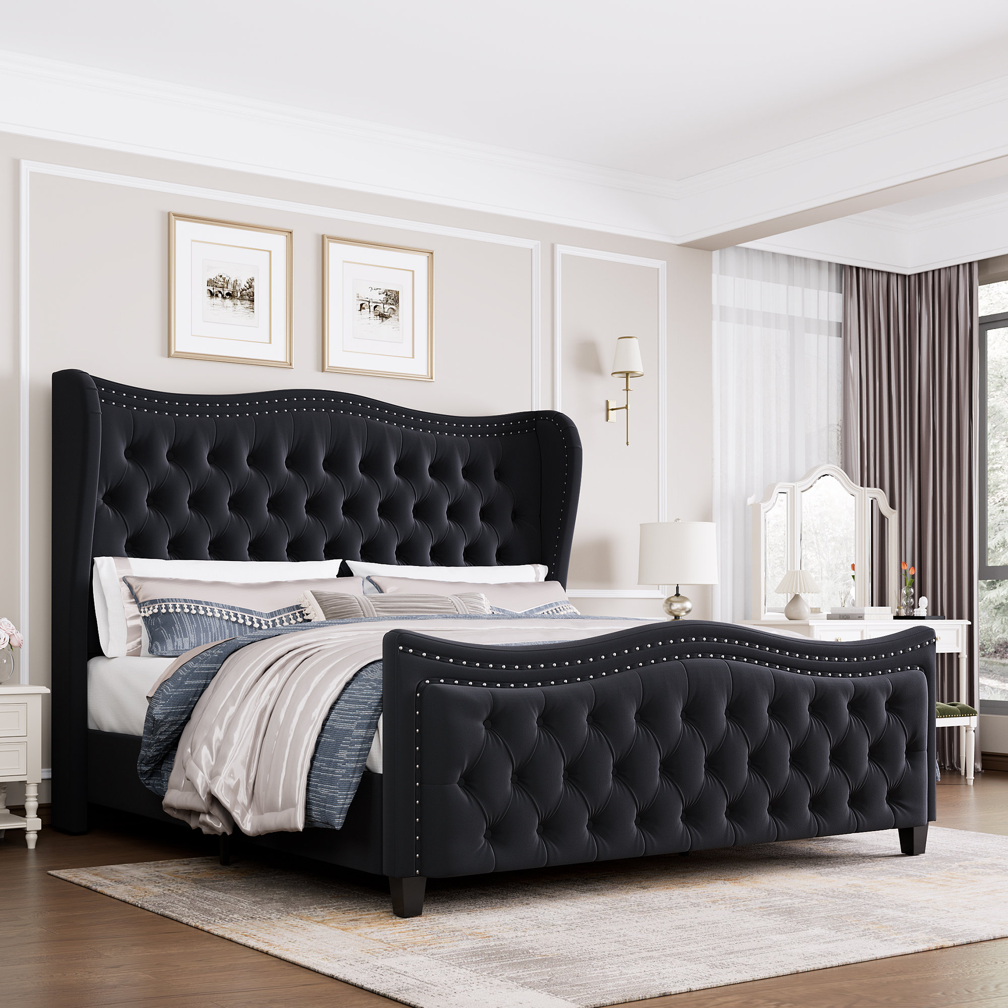 Willa Arlo Interiors Metter Upholstered Wingback Bed & Reviews | Wayfair