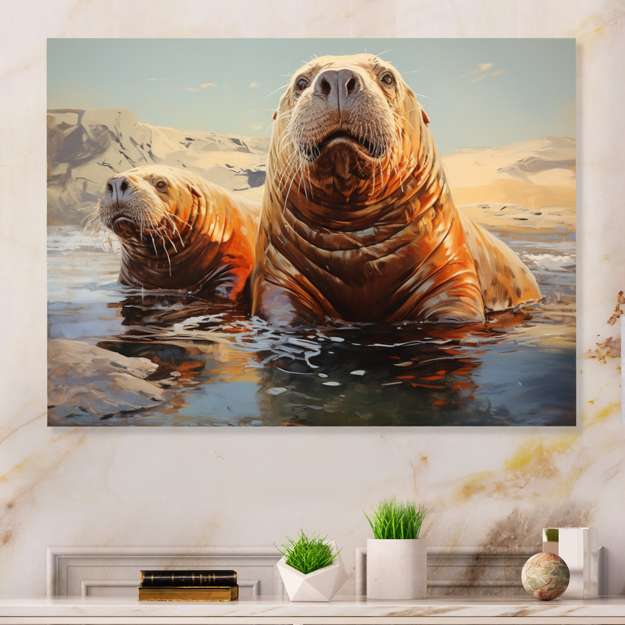 Millwood Pines Walrus Coastal Guardian II - Walrus Print on Metal | Wayfair