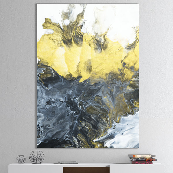 Bless international Grey, Yellow And White Marble Composition On Canvas ...