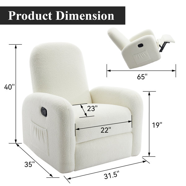 Ebern Designs Haaniyah Boucle Fabric Swivel & Rocking Recliner ...