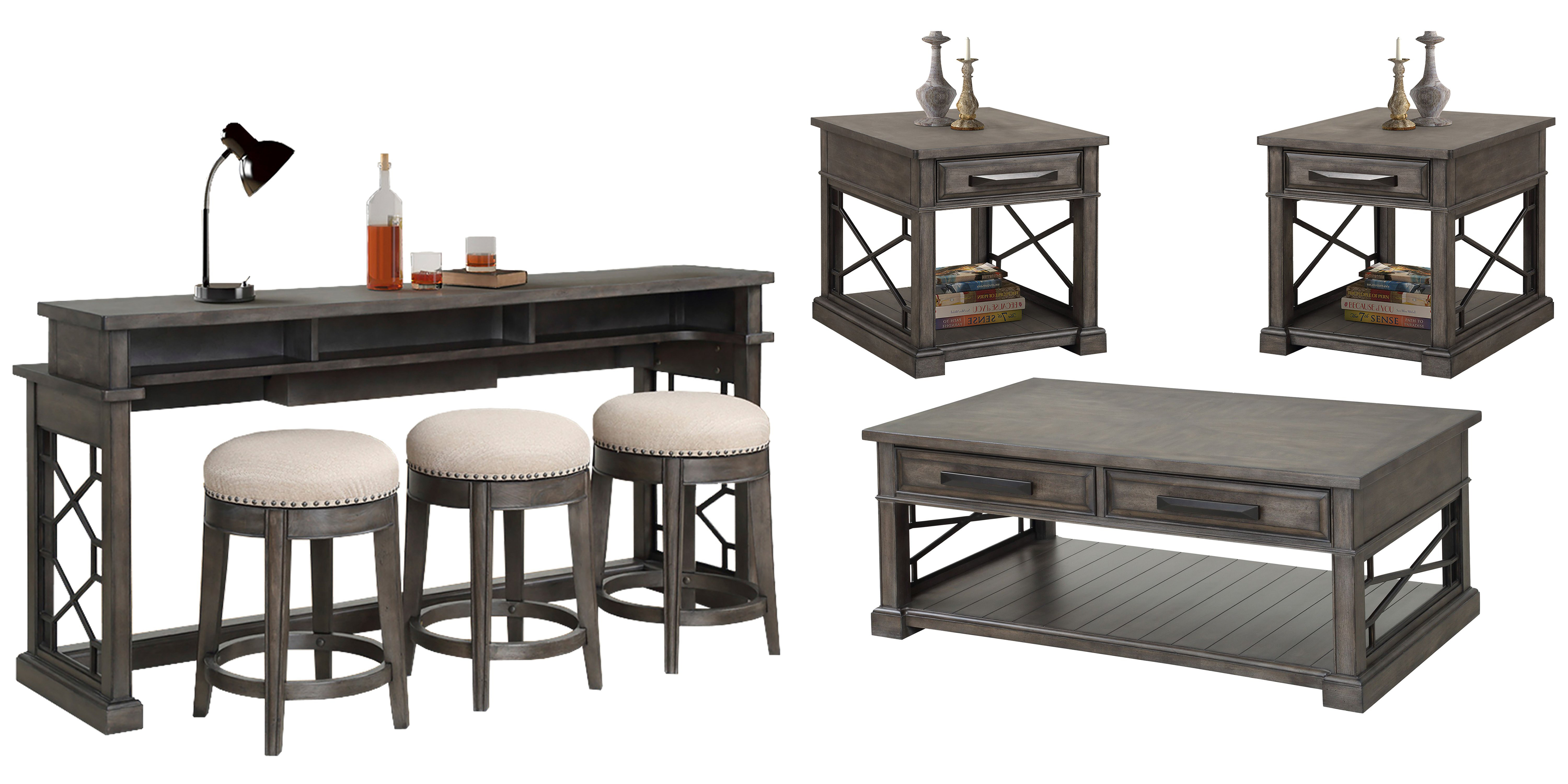 Rosalind Wheeler Cocktail Table With 2 End Tables And Console Table ...