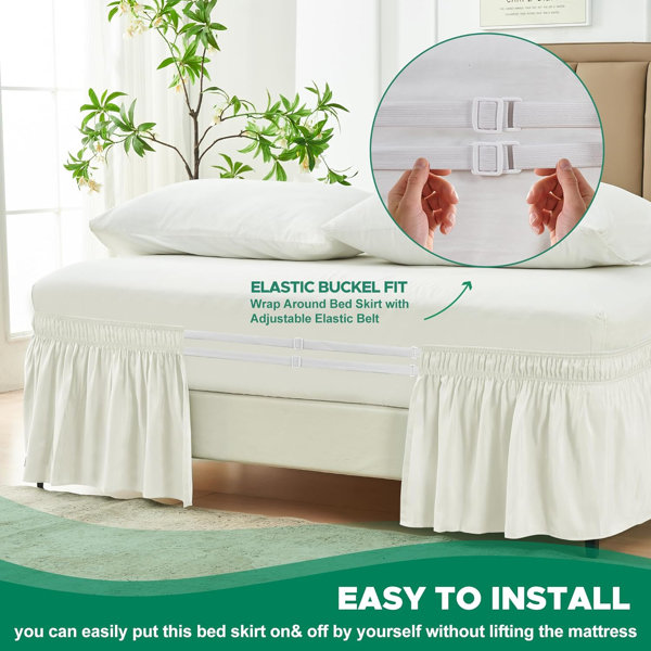 Granij Wrap Around Bed Skirts For King & Cal King Beds 15" Drop, Navy ...