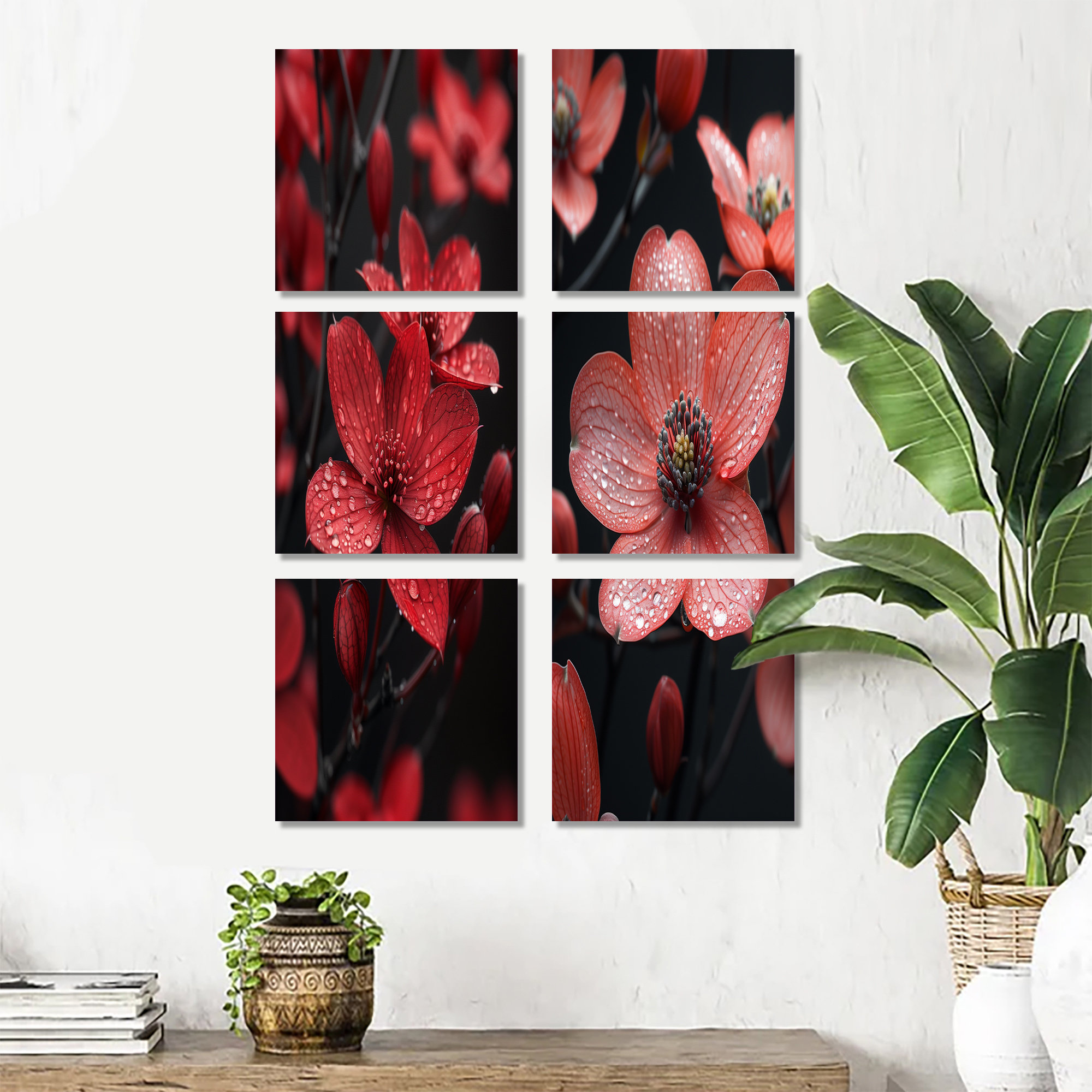 Latitude Run® Monochrome Red Black Raindrop Reflections Dogwood ...