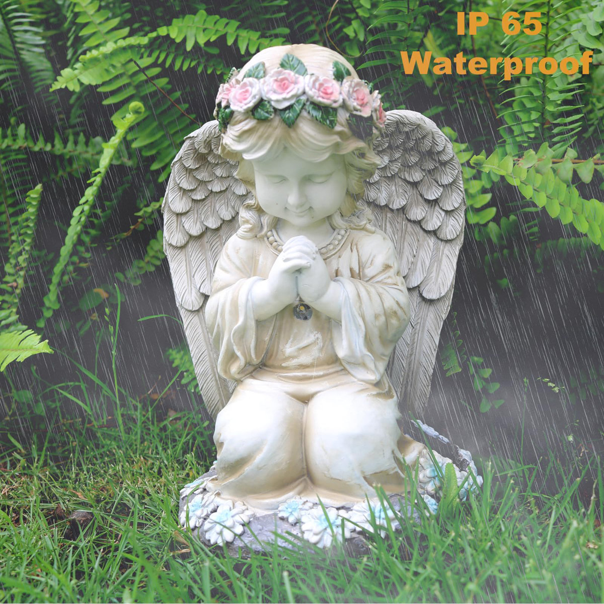 Trinx Praying Angels Figurine,Solar Garden Angel Statues, Waterproof ...