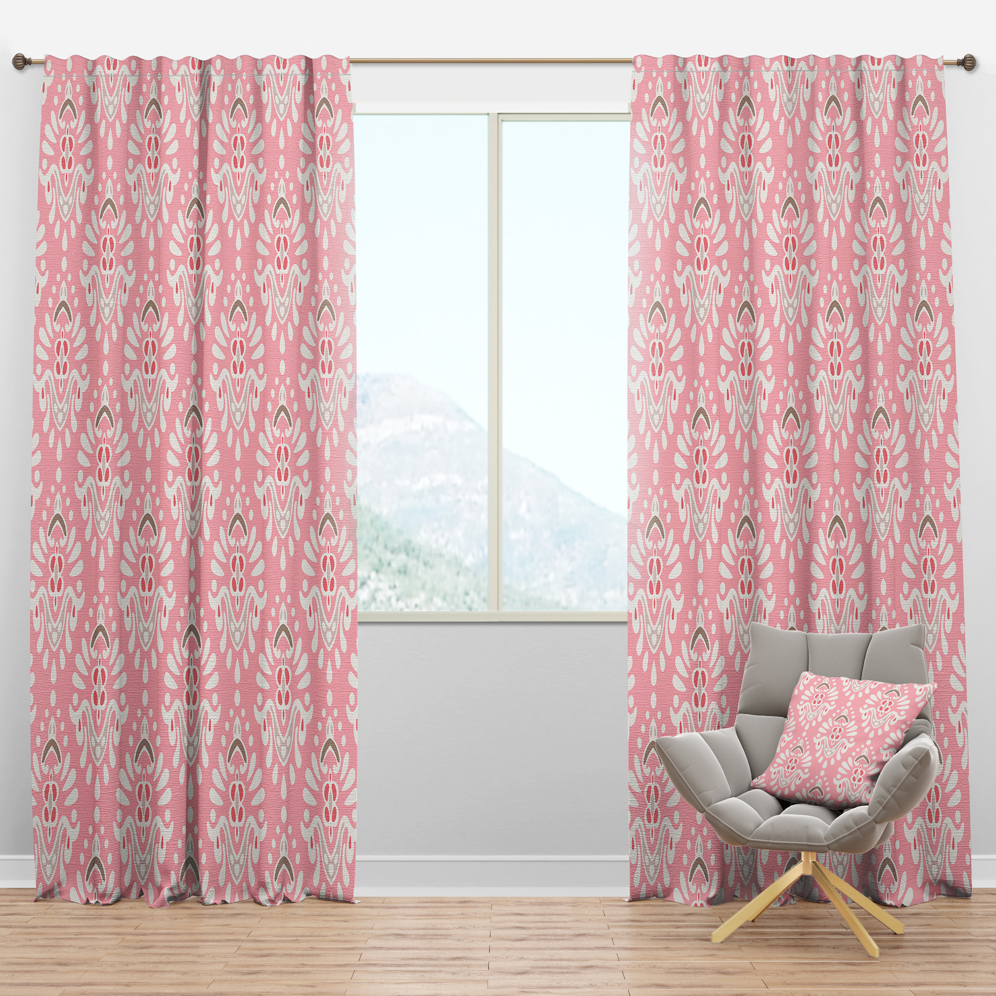Design Art Cute Pink Tiled Pattern - Lake House Curtain - Velvet Room ...