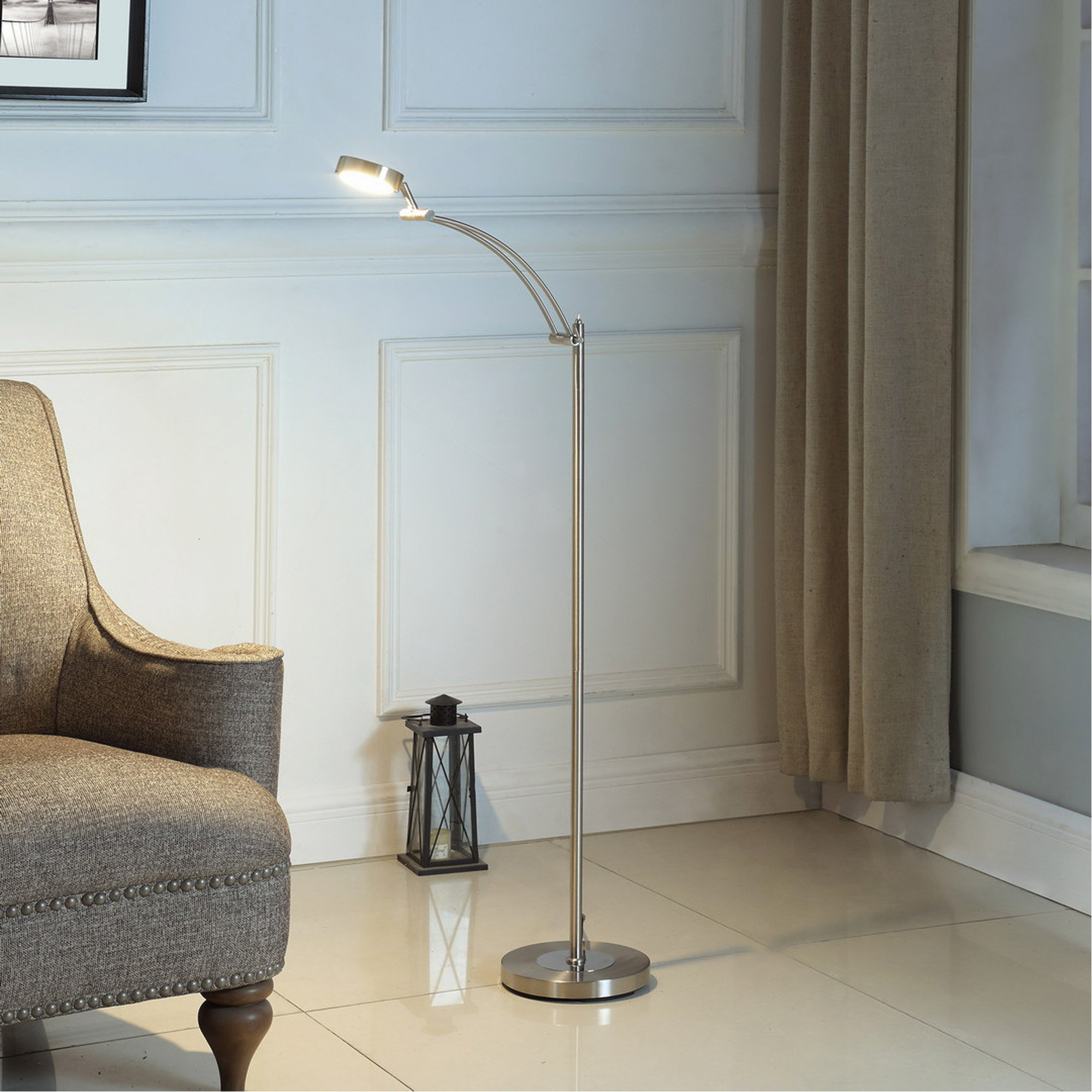 Latitude Run® 54-Inch-Long Tinsley Silver Integrated LED Task Floor ...