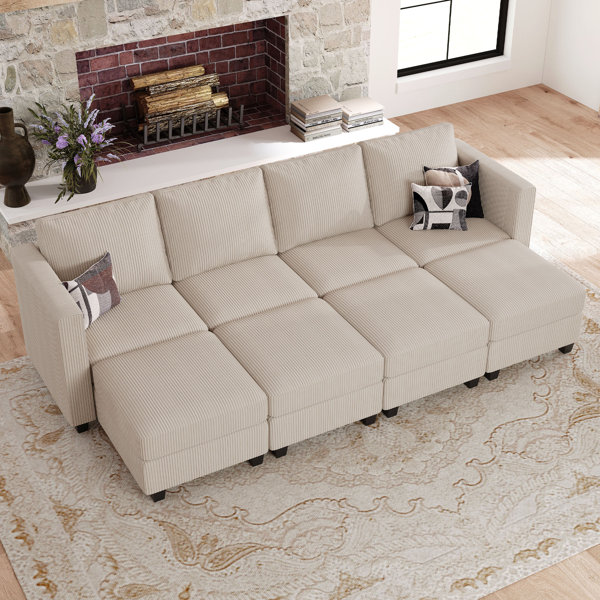Ebern Designs Large Corduroy Modular Storage Sofa Bed Convertible ...