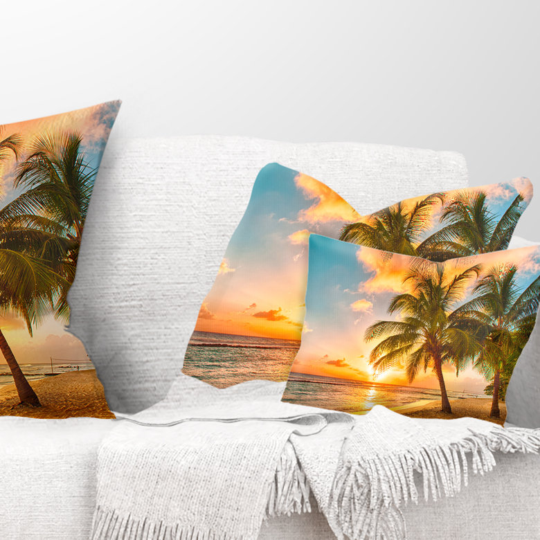 Design Art Barbados Landscape - Landscape Printed Throw Pillow | Wayfair