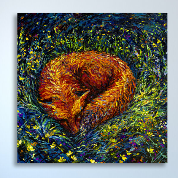 JaxsonRea Fox Nap On Canvas by Iris Scott Print | Wayfair